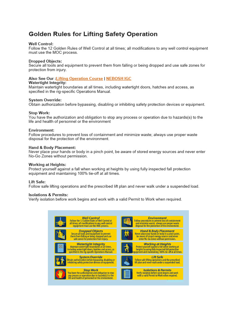 Lifting Safety: 12 Golden Rules | PDF