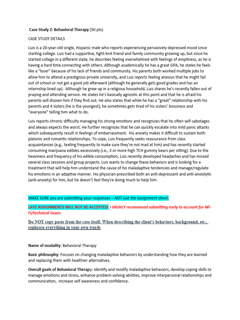 Case Study 2SP24 | PDF | Psychotherapy | Anxiety