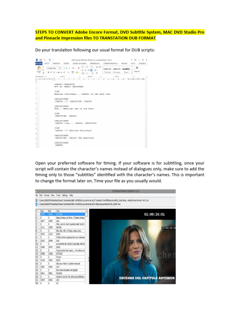 Instructions For Adobe Encore Conversion To Transtation DUB | PDF ...