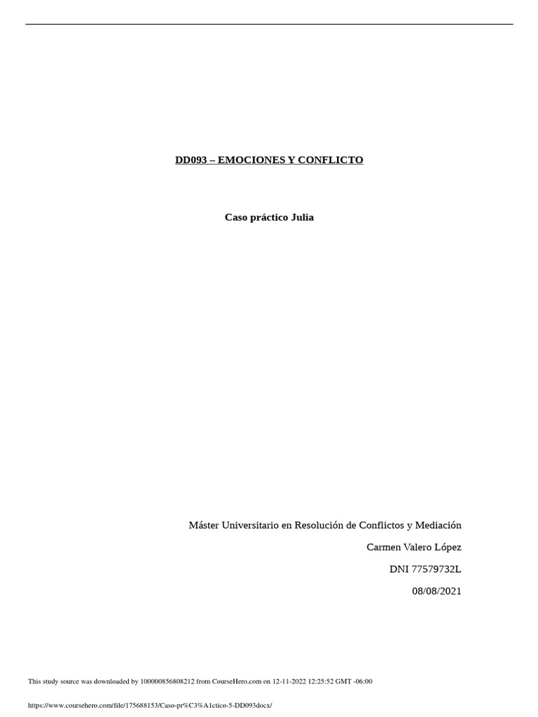Caso PR Ctico 5 DD093 | Descargar gratis PDF | Las emociones | Ciencias del comportamiento