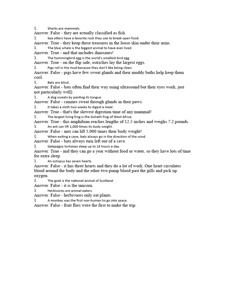 Animal Facts: Truths and Myths | PDF