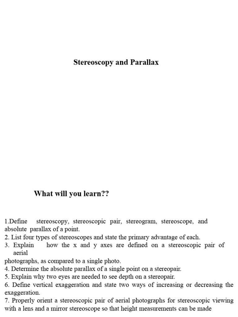 Stereoscopy and Parallax 230506 162519 | PDF | Stereoscopy | Vision