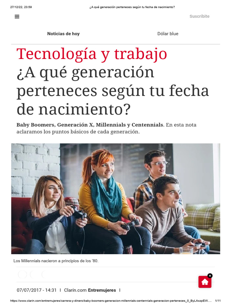 ¿A Qué Generación Perteneces Según Tu Fecha de Nacimiento | PDF ...
