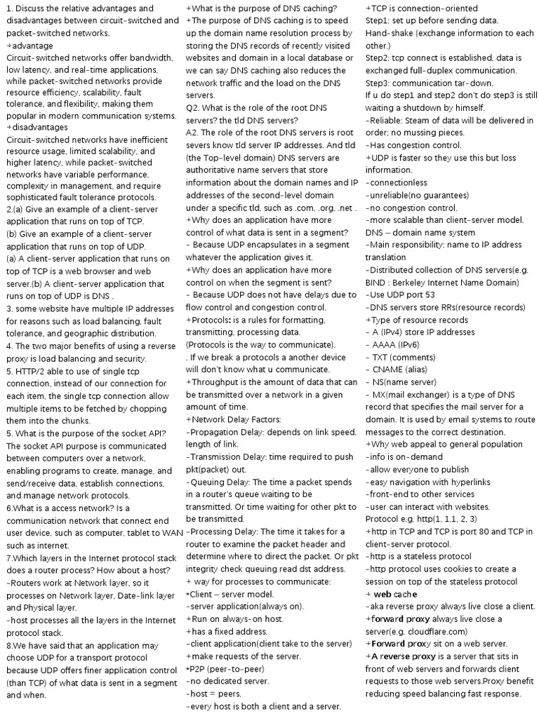 cheat paper | PDF | Transmission Control Protocol | Domain Name System