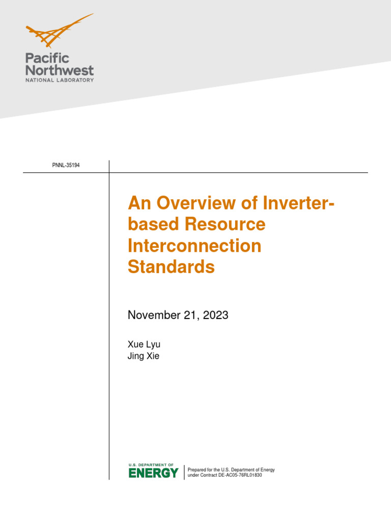 An Overview of Inverter-Based Resource Interconnection Standards | PDF | Electrical Grid ...