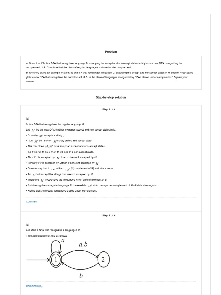 DFA and NFA Complement Closure Proofs | PDF | Algorithms | Formal Methods