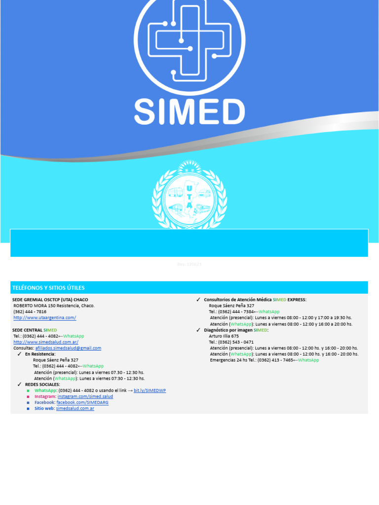 SIMED OSCTCP (UTA) - Cartilla Médica | PDF | Hospital | Salud mental