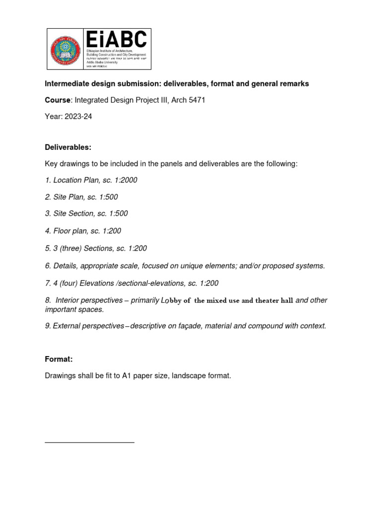 Intermediate Design Submission Checklist | PDF