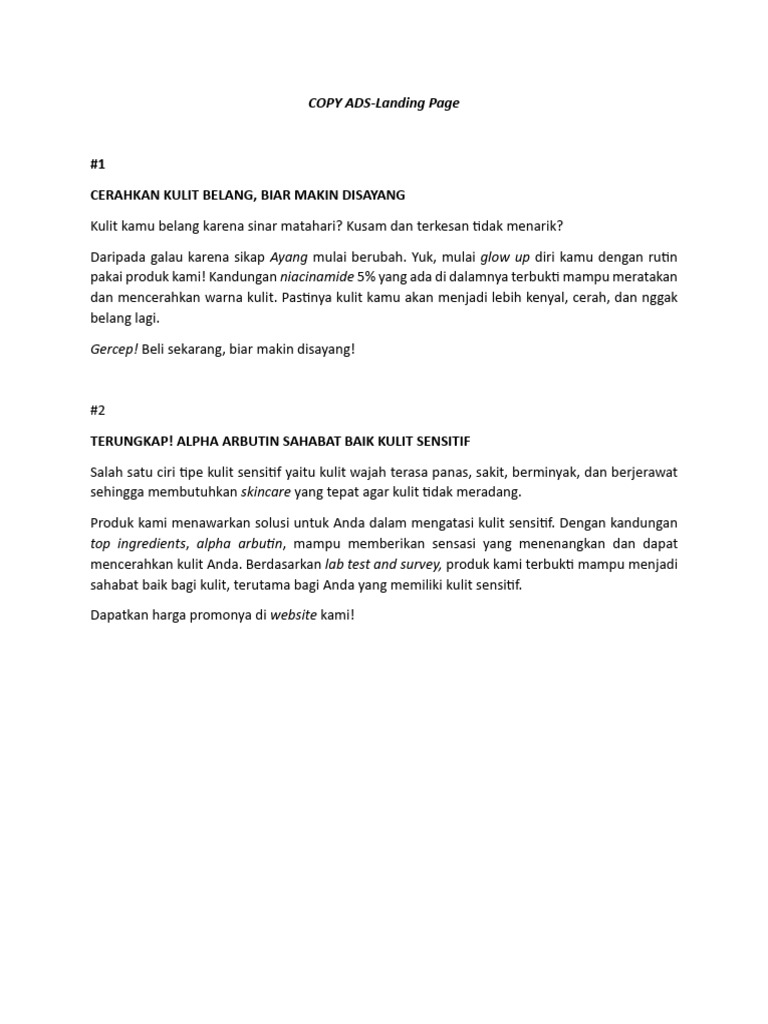 Produk Skincare untuk Kulit Cerah | PDF