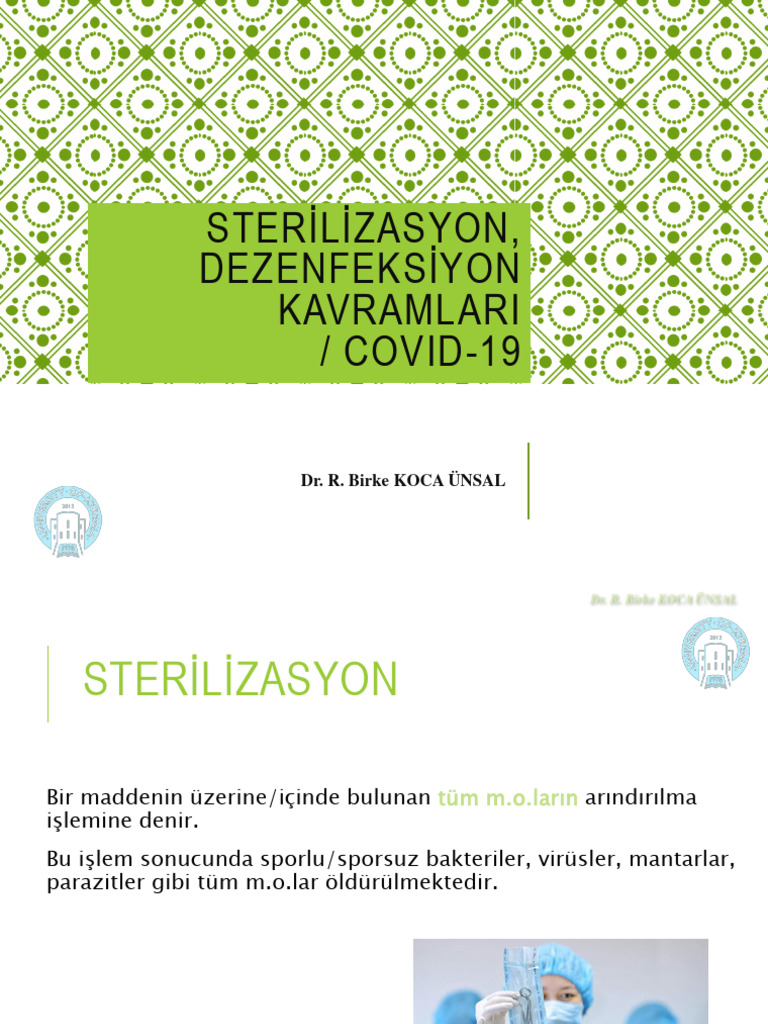 Sterilizasyon Ve Dezenfeksiyon Kavramları - Covid-19 | PDF