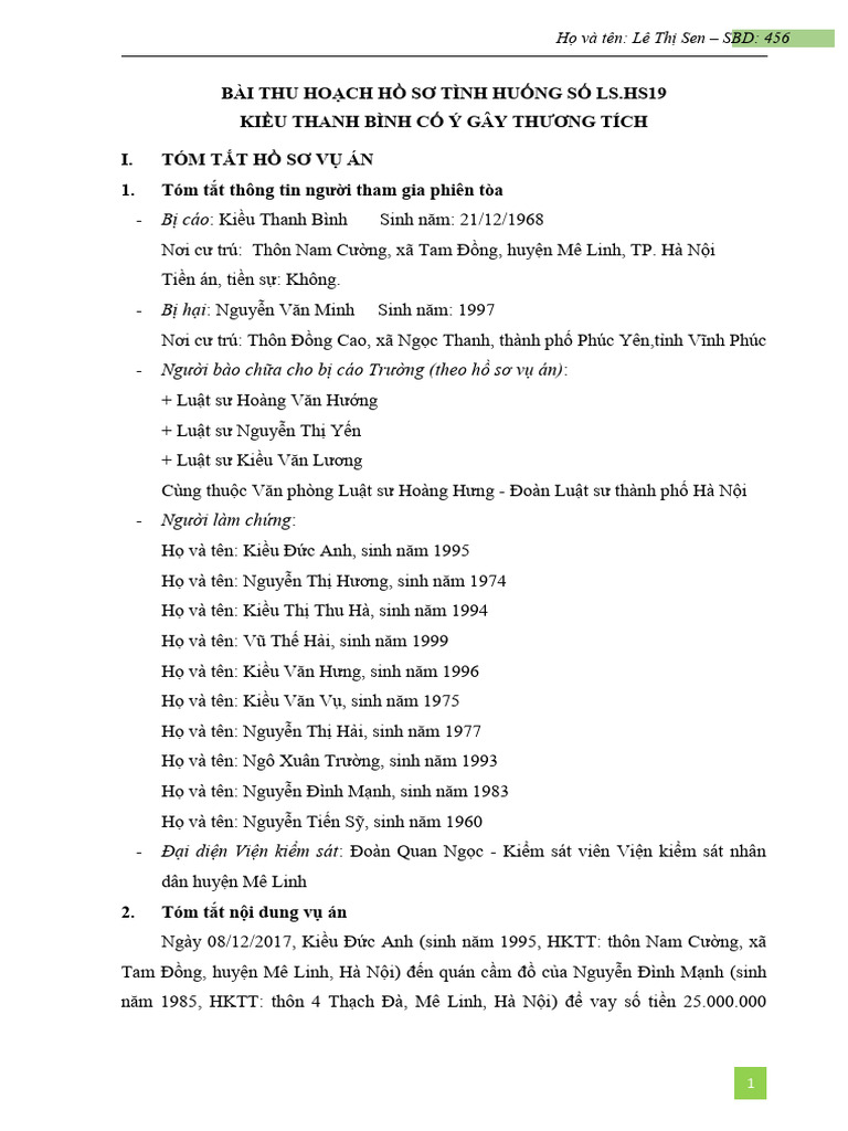 Bài Thu Ho CH H Sơ 19 | PDF