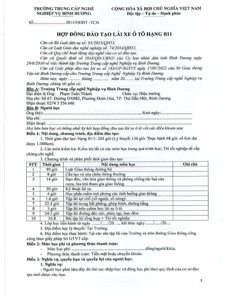 Hop Dong B11 | PDF