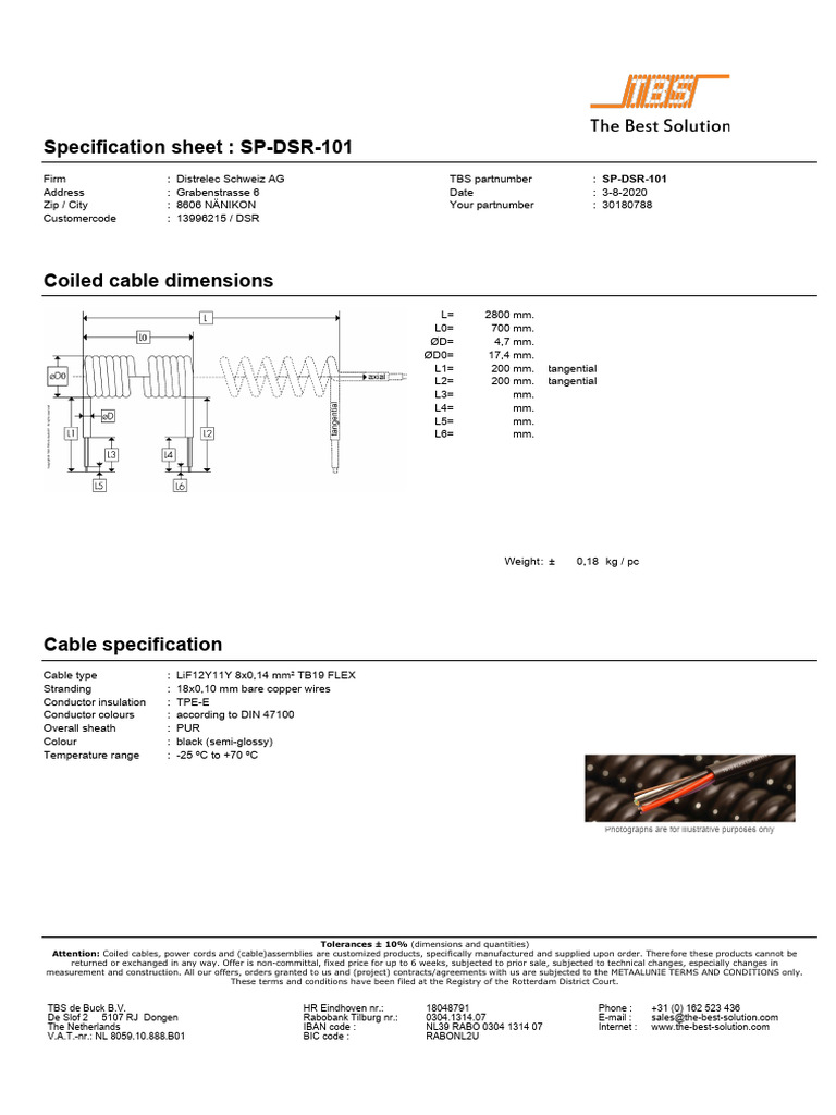 SP-DSR-101 Specification Sheet | PDF | Wire | Electrical Components
