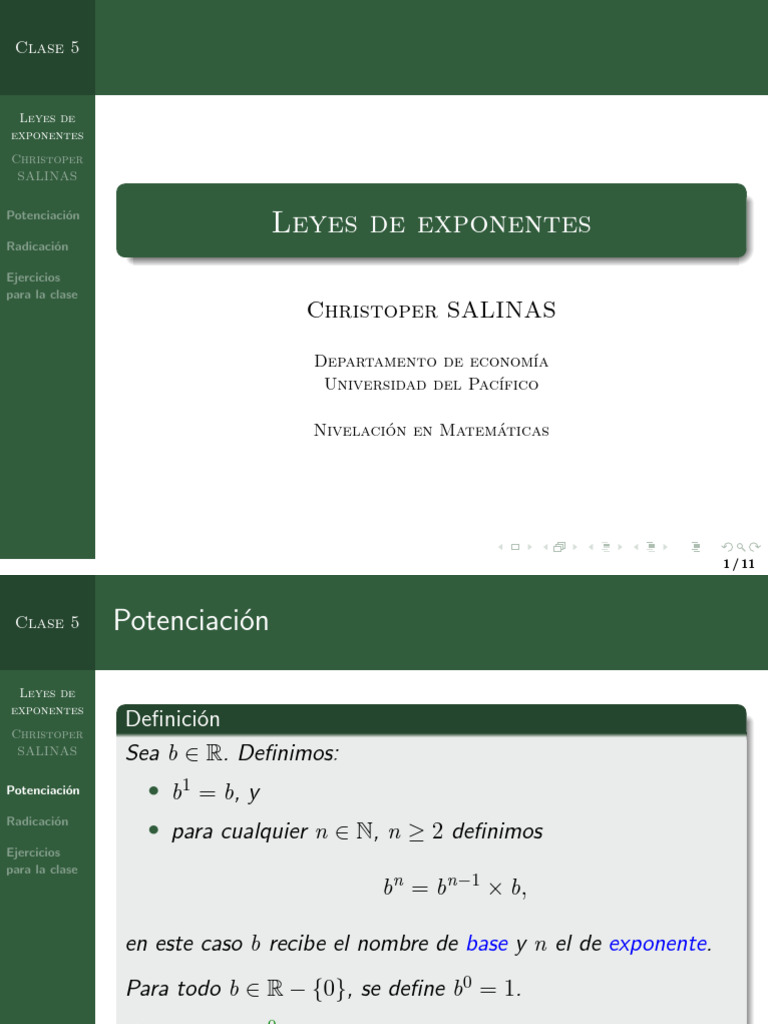 Clase 5 Nive | PDF | Exponenciación | Álgebra abstracta