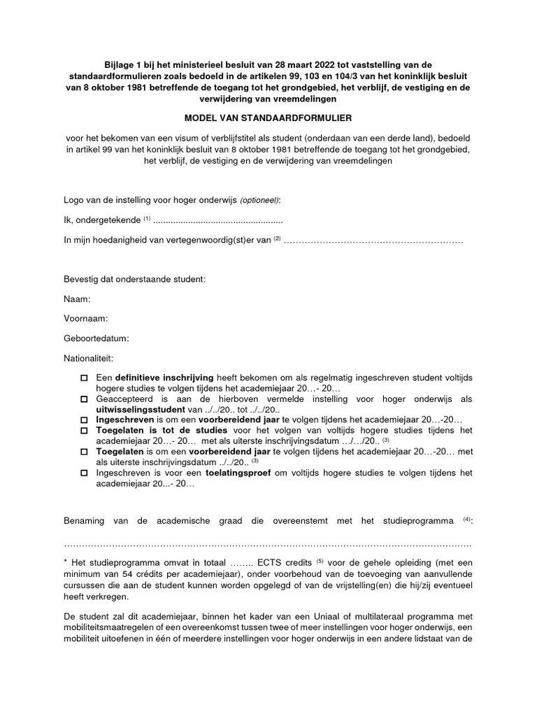 Model Van Het Standaardformulier | PDF