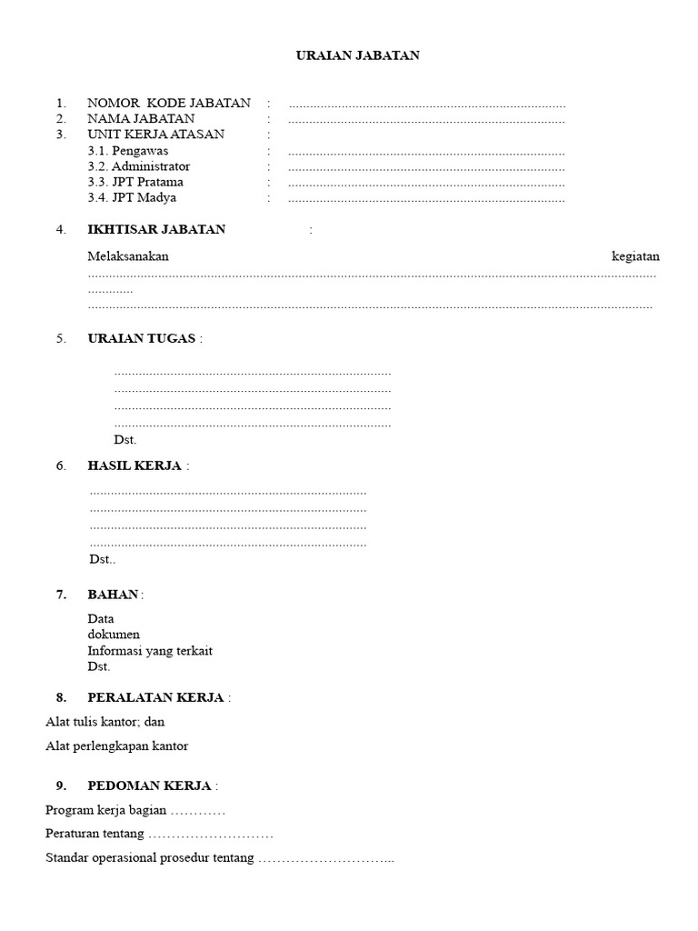 Uraian Jabatan dan Tugas Lengkap | PDF | Karier & Perkembangan