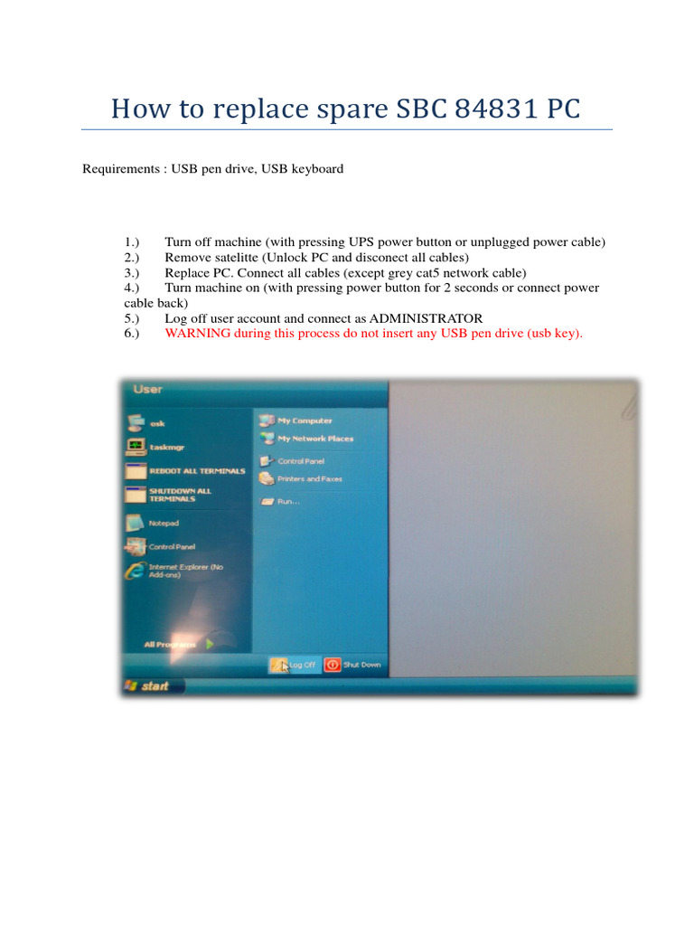 How to replace spare SBC 84831 PC | PDF
