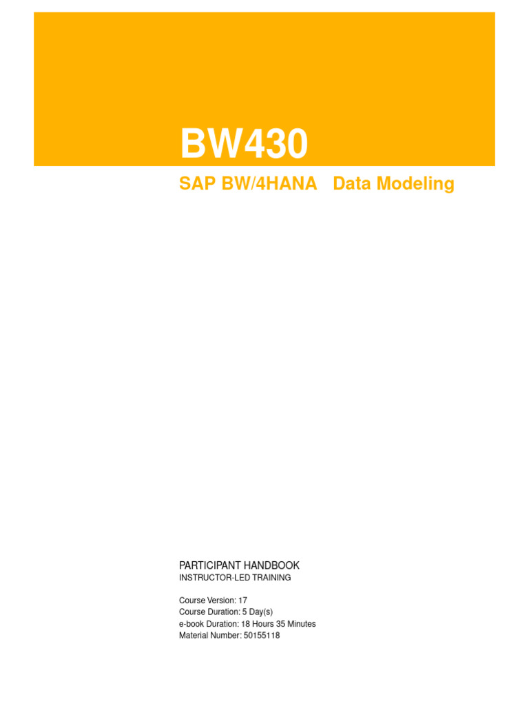 Bw430 - en - Col17 Sap Bw4hana Modeling | PDF | Databases | Business Process