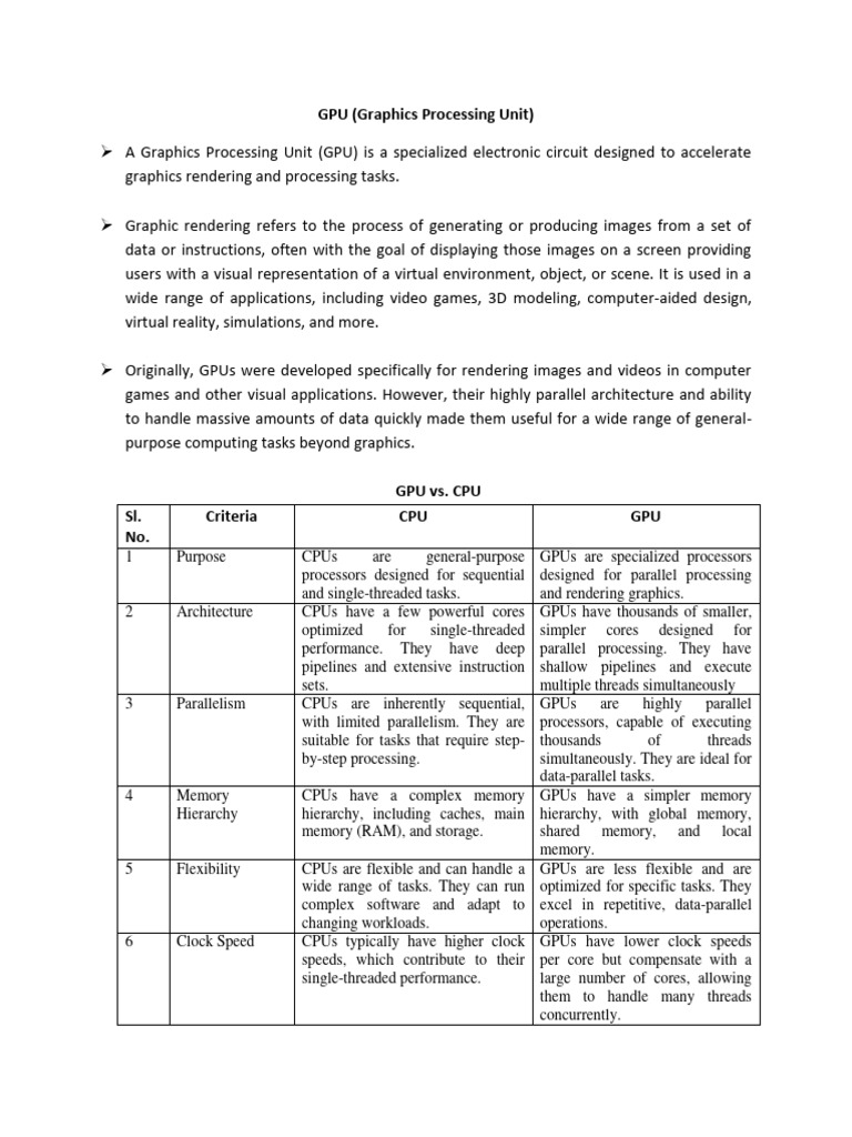 GPU (Graphics Processing Unit) | PDF | Graphics Processing Unit | Central Processing Unit