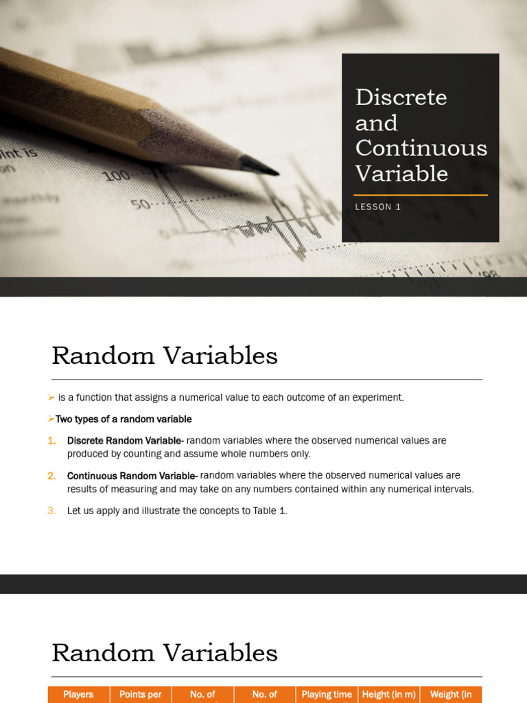 Discrete and Continuous Variable | Download Free PDF | Probability ...