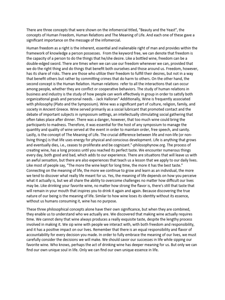 Philosophy Reflection - themATICC | PDF | Meaning Of Life | Wine