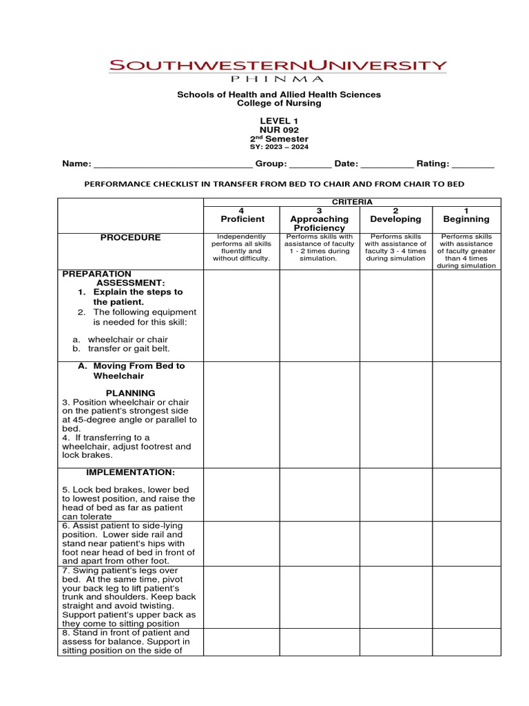 G. Transfer From Bed To Chair & Vice Versa | PDF | Wheelchair | Chair