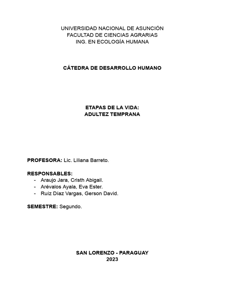 Adultez Temprana. | Descargar gratis PDF | Adultos | Ciencias del comportamiento