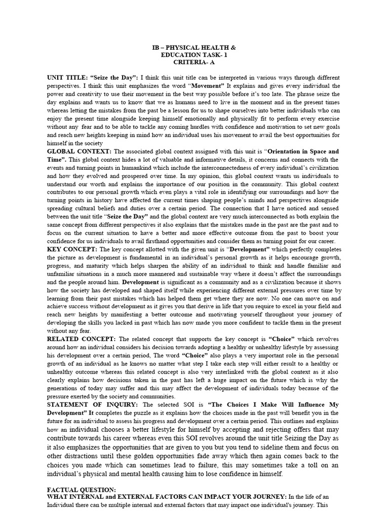 PHE Task 1 | PDF | Intention | Goal