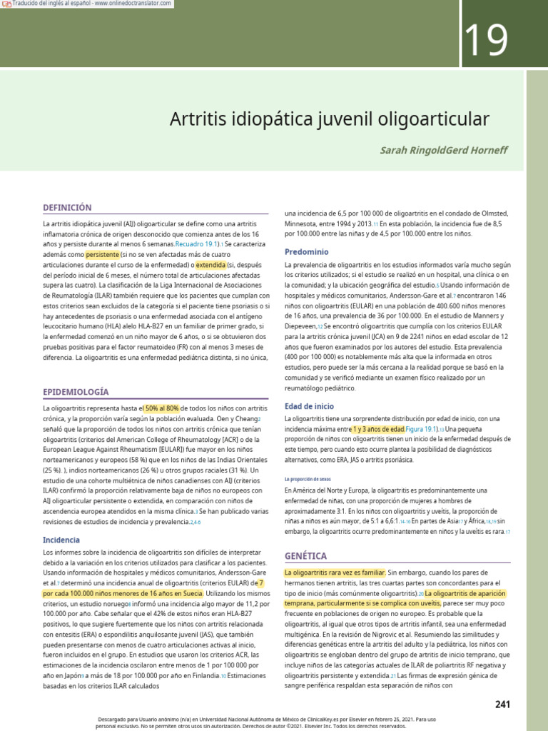AIJ OLIGOARTICULAR - En.es | PDF | Célula T | T Helper Cell