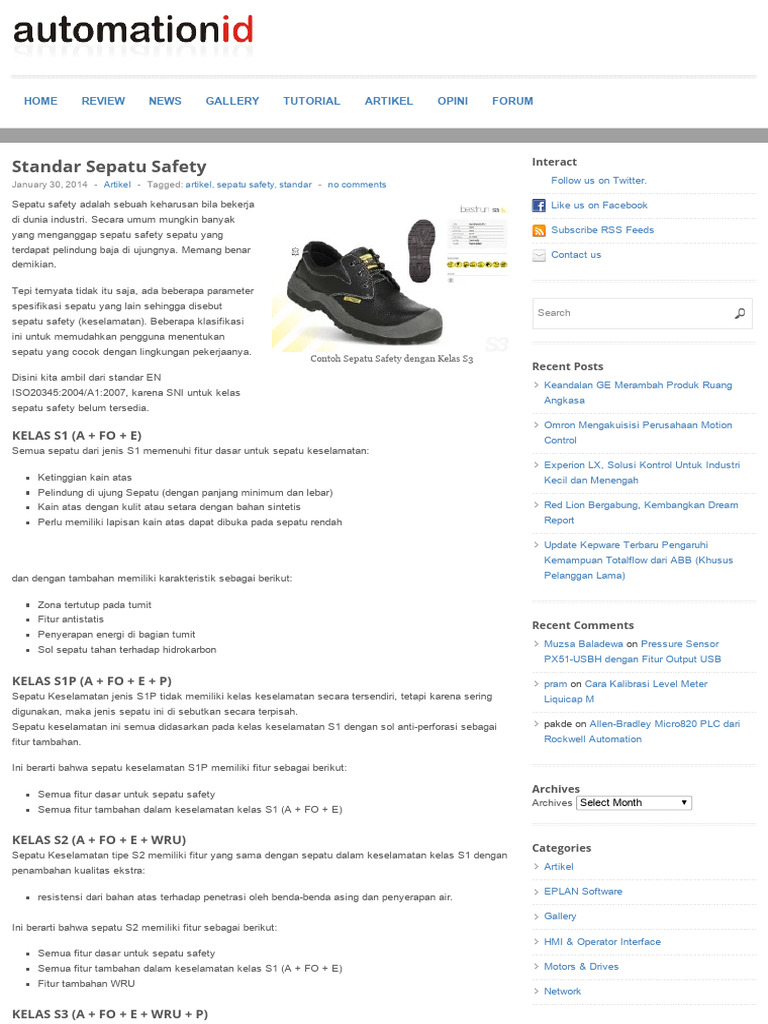 Standar Sepatu Safety - AutomationID | PDF