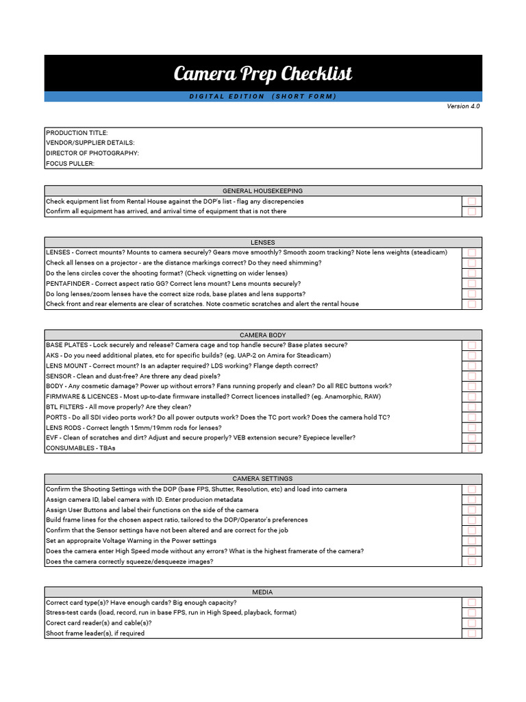 prep_checklist_tvc_digital | PDF | Camera Lens | Camera