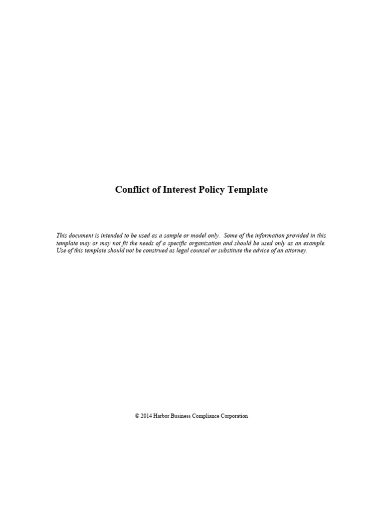 Conflict of Interest Policy Template | PDF | Conflict Of Interest | Tax ...