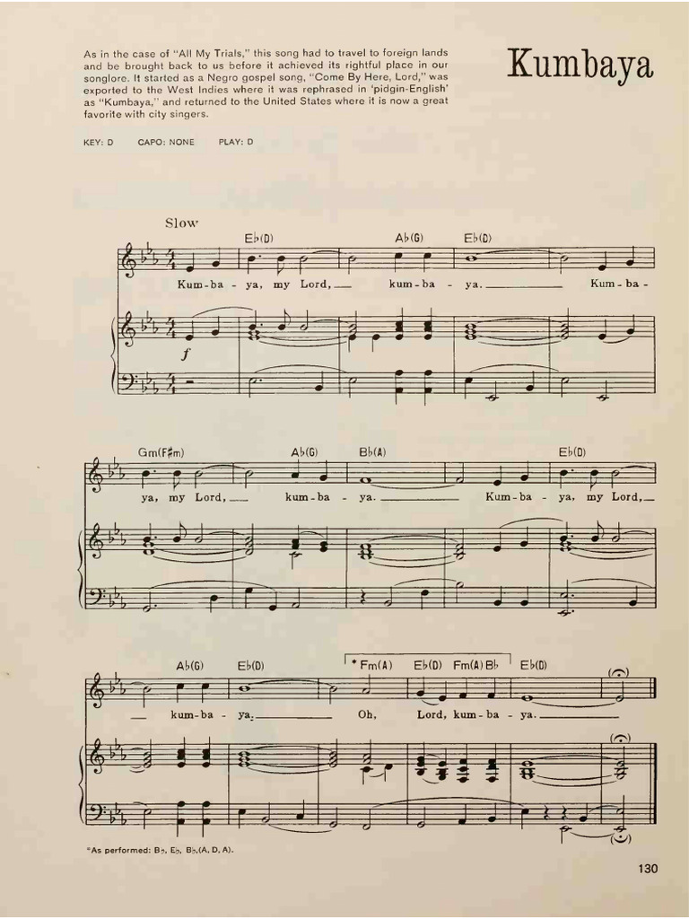 Kumbaya Joan Baez Partitura | PDF