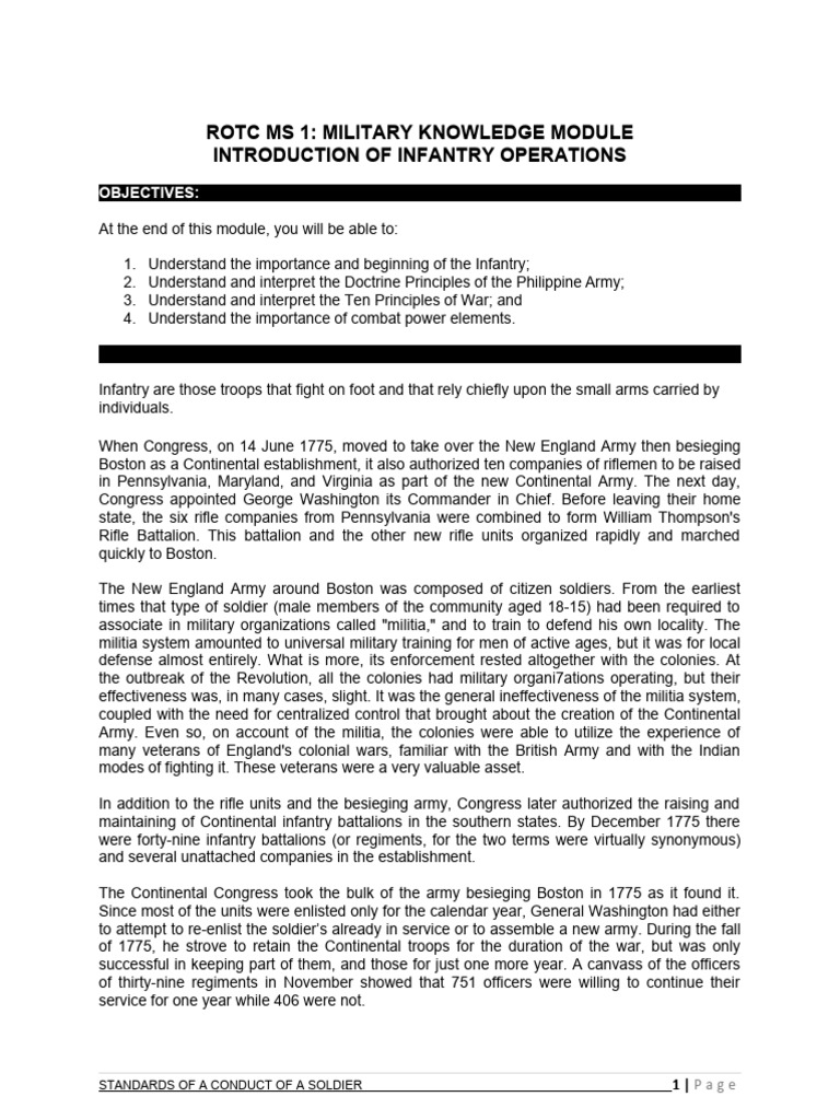 Infantry Operations in ROTC MS 1 Module | PDF | Maneuver Warfare | Regiment