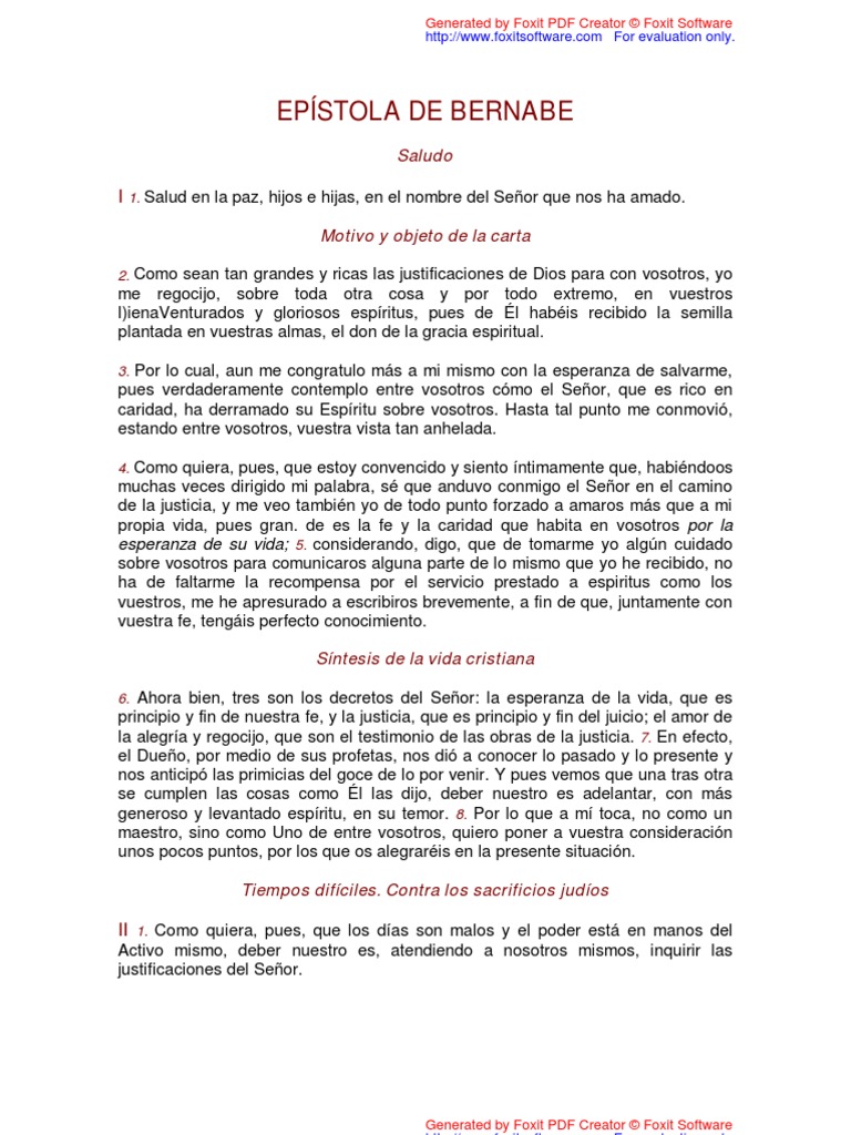 Apócrifo - Epístola de Bernabé | PDF | Moisés | Jacob