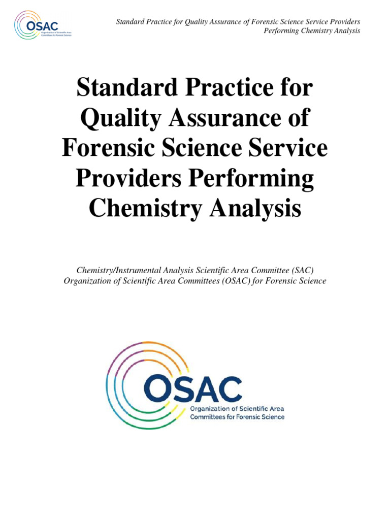 Chemistry SAC QA Draft Standard - With Cover Pages | PDF | Verification ...