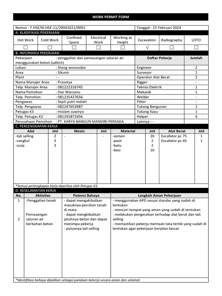 Form Work Permit | PDF
