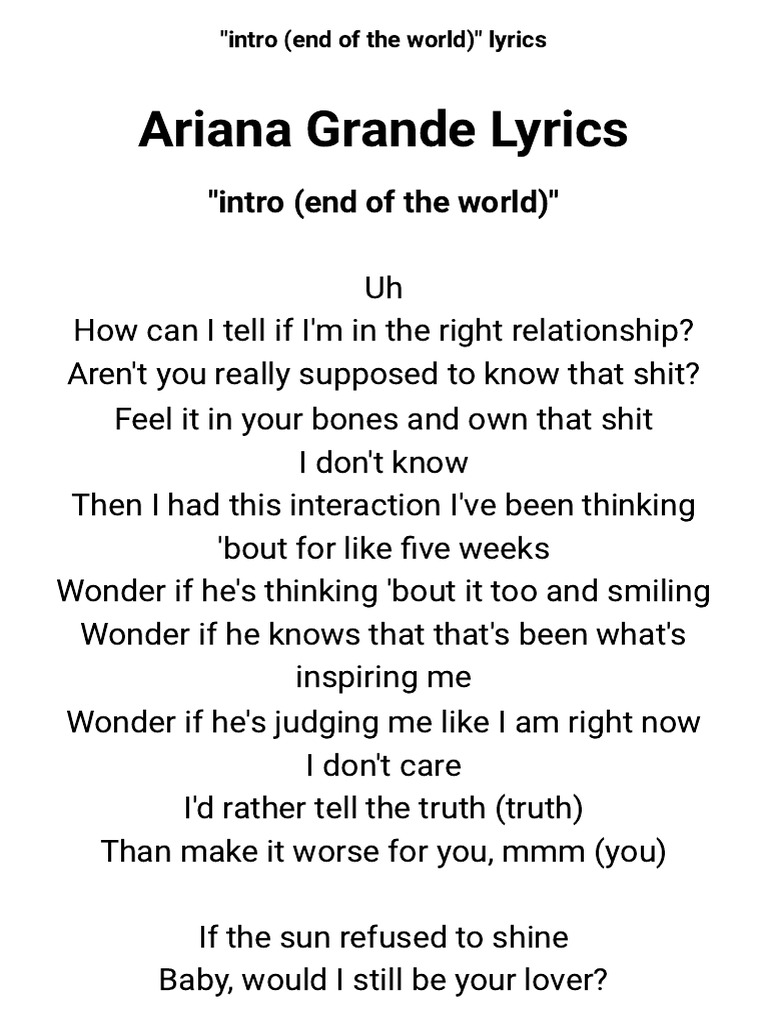 Ariana Grande - Intro (End of The World) Lyrics | PDF