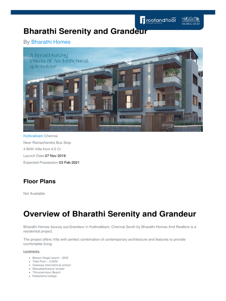 Bharathi Grandeur Automated Brochure | PDF | Bathroom | Tile