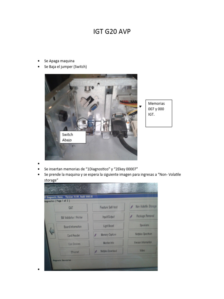 Configuración de IGT G20 AVP | PDF | Almacenamiento de datos de la ...