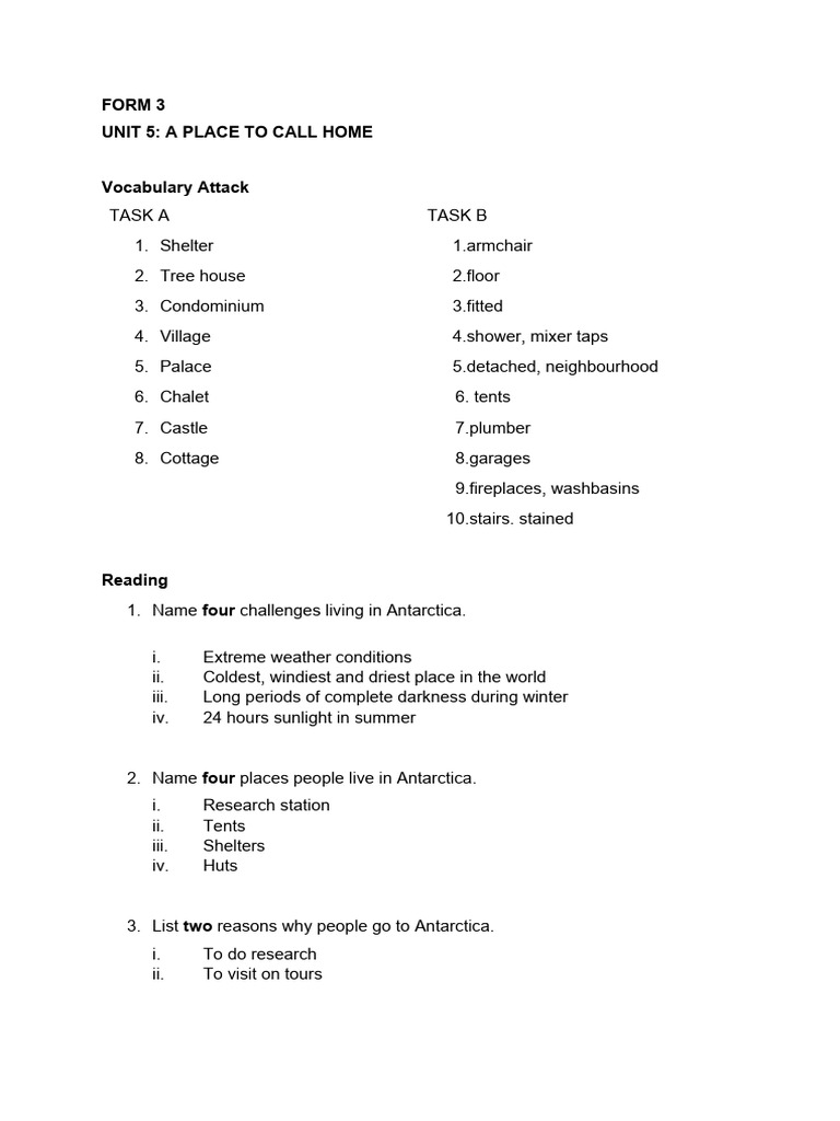 Form 3 Module Answer (Unit 5-8) | PDF