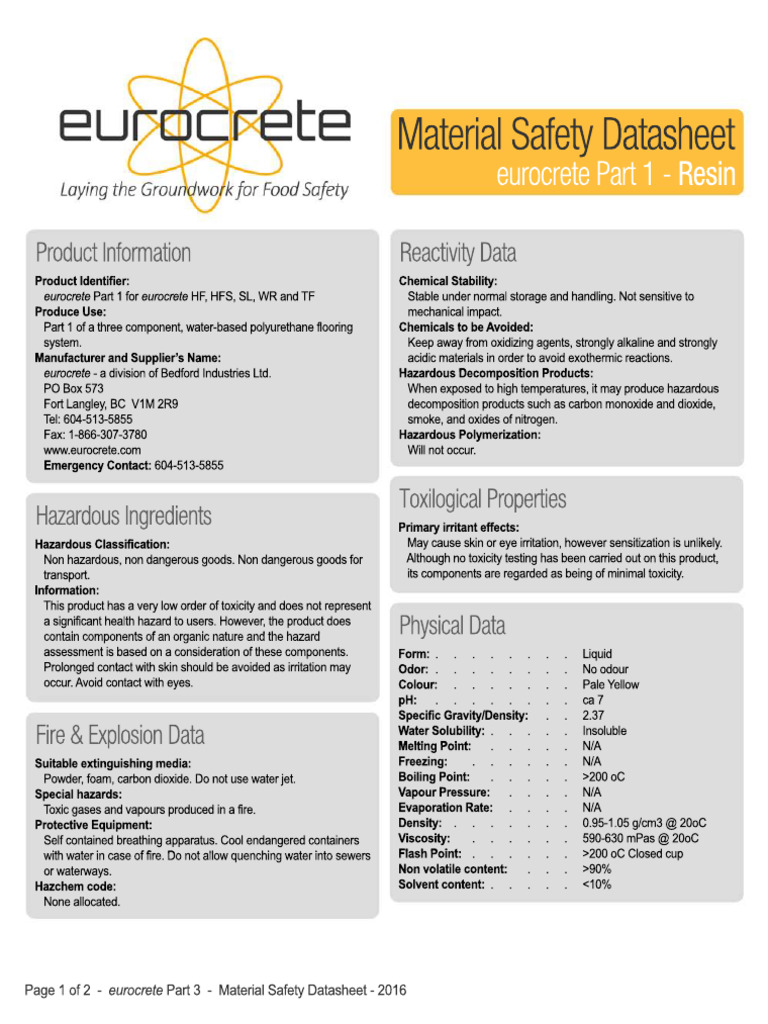 MSDS Eurocrete Part 1 LQ For Web | PDF
