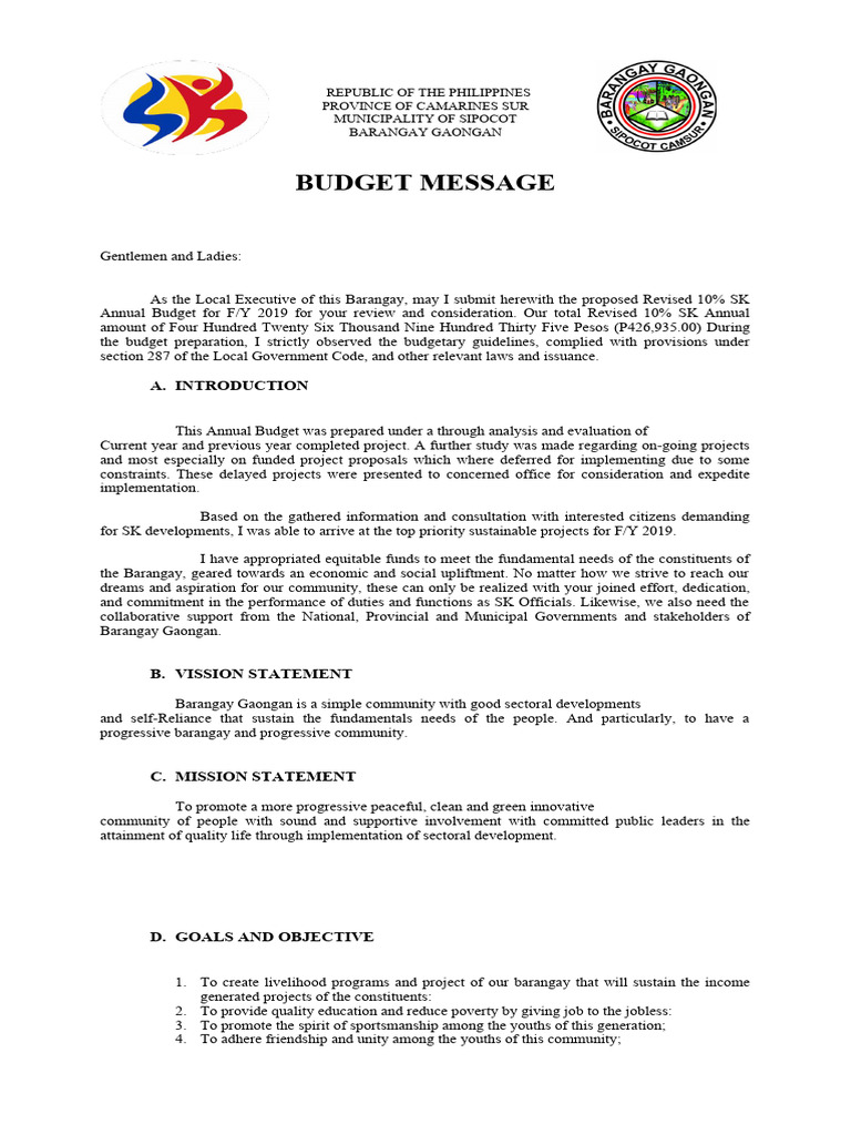 Budget Message | PDF | Economies