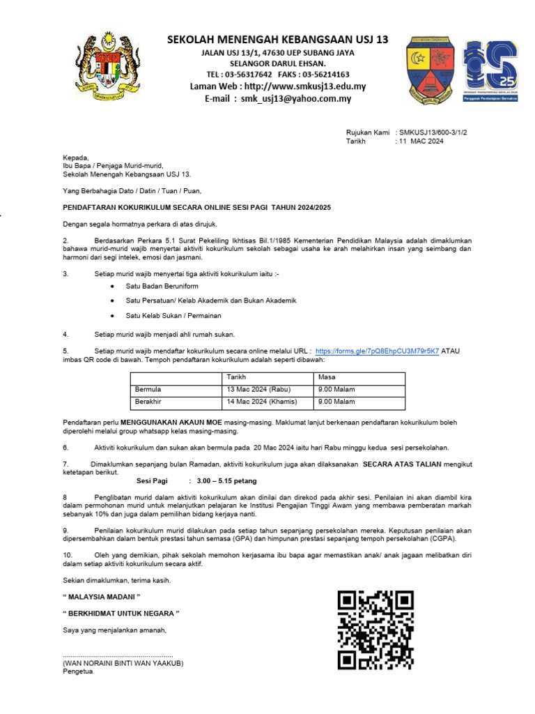 Pendaftaran Koko 2024 (Pagi) | PDF