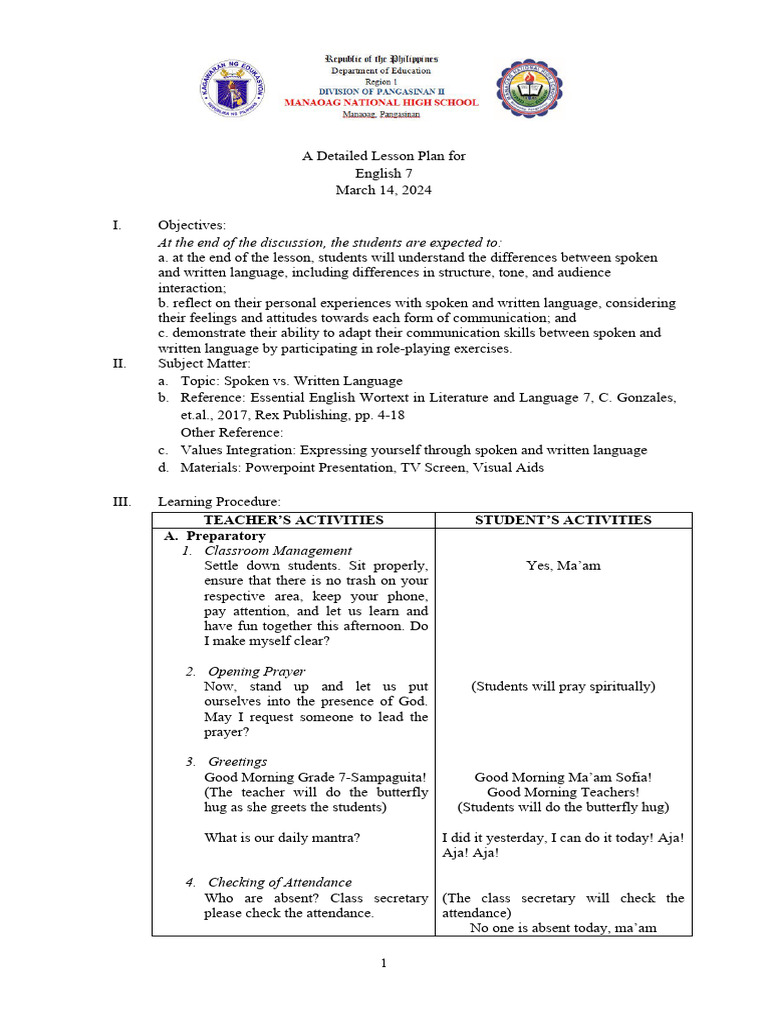 DETAILED-LESSON-PLAN | PDF | Prayer | Lesson Plan