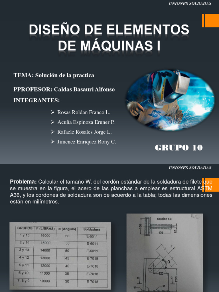 Diseño1 Solucion PC Uniones Soldadas | PDF | Mecanica clasica | Mecánica