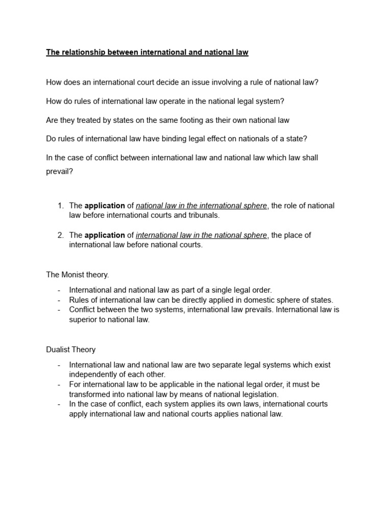 International vs National Law Dynamics | PDF | International Law | Treaty