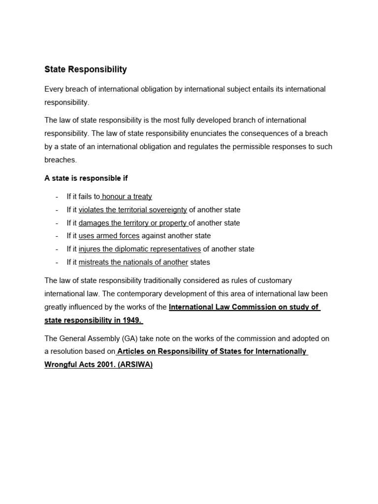The Law of State Responsibility | PDF | International Law | Legal Remedy