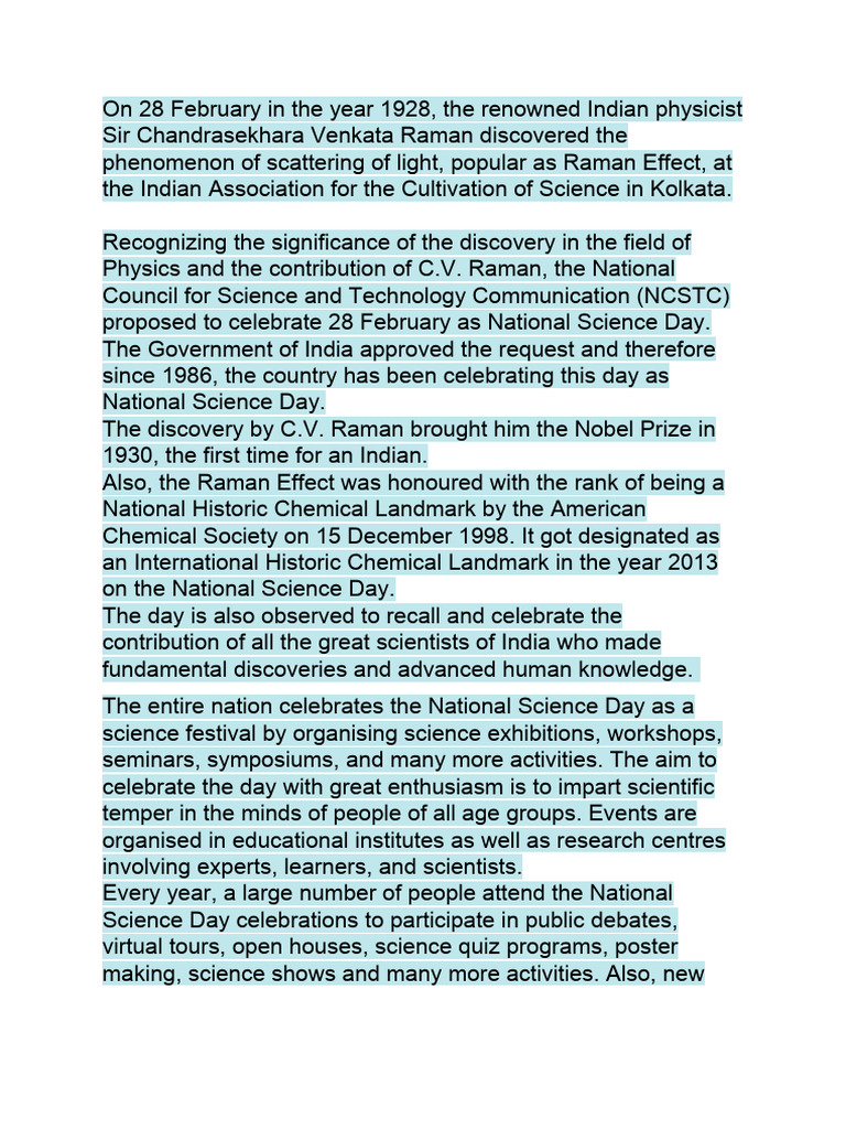 National Science Day | PDF