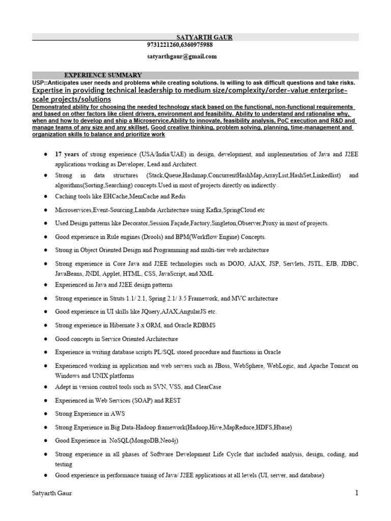 Java/J2EE Expert with 17 Years Experience | PDF | Agile Software Development | Java (Programming ...